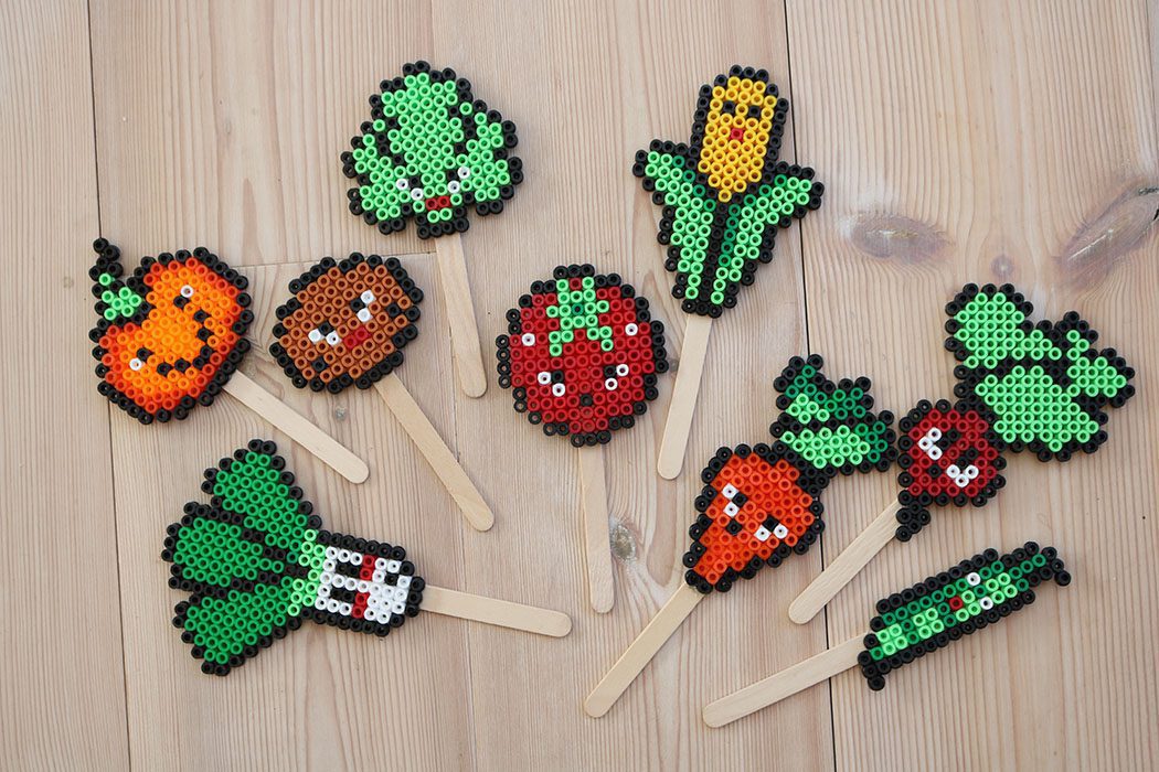 Pärlplattor grönsaker - kul odlingsskyltar! - Diy Sweden